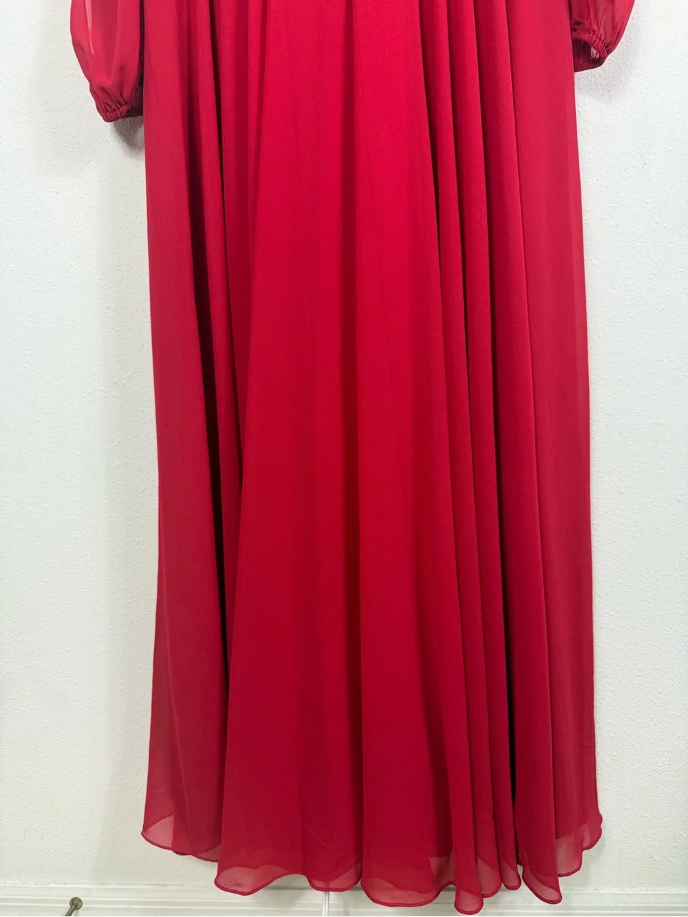 Mac Duggal | Dresses | Mac Duggal Red Split Long Sleeve Chiffon Gown ...